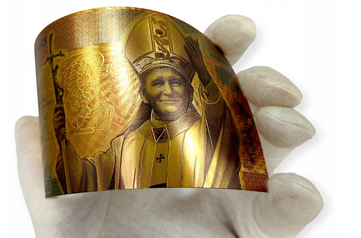 Pozłacany, kolekcjonerski banknot 100 DENARÓW JAN PAWEŁ II. - Skarbnica ...